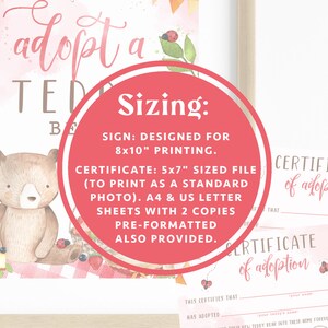 Teddy Bear Adoption Certificate, PRINTABLE, Red Gingham Girl's 1st ...