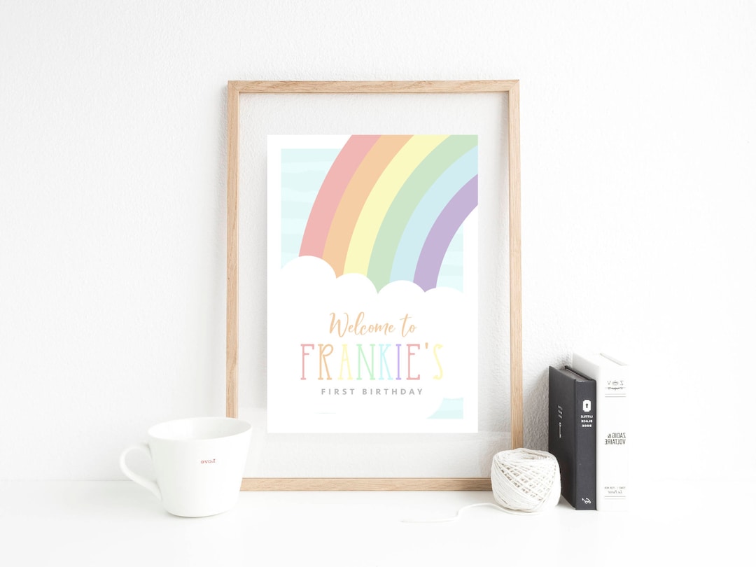 Pastel Rainbow Welcome Sign, PRINTABLE, A2 16x20" Girl's First 1st ...