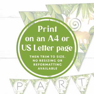 Jungle Theme Bunting, INSTANT DOWNLOAD, Printable Pennant Banner, Gold ...