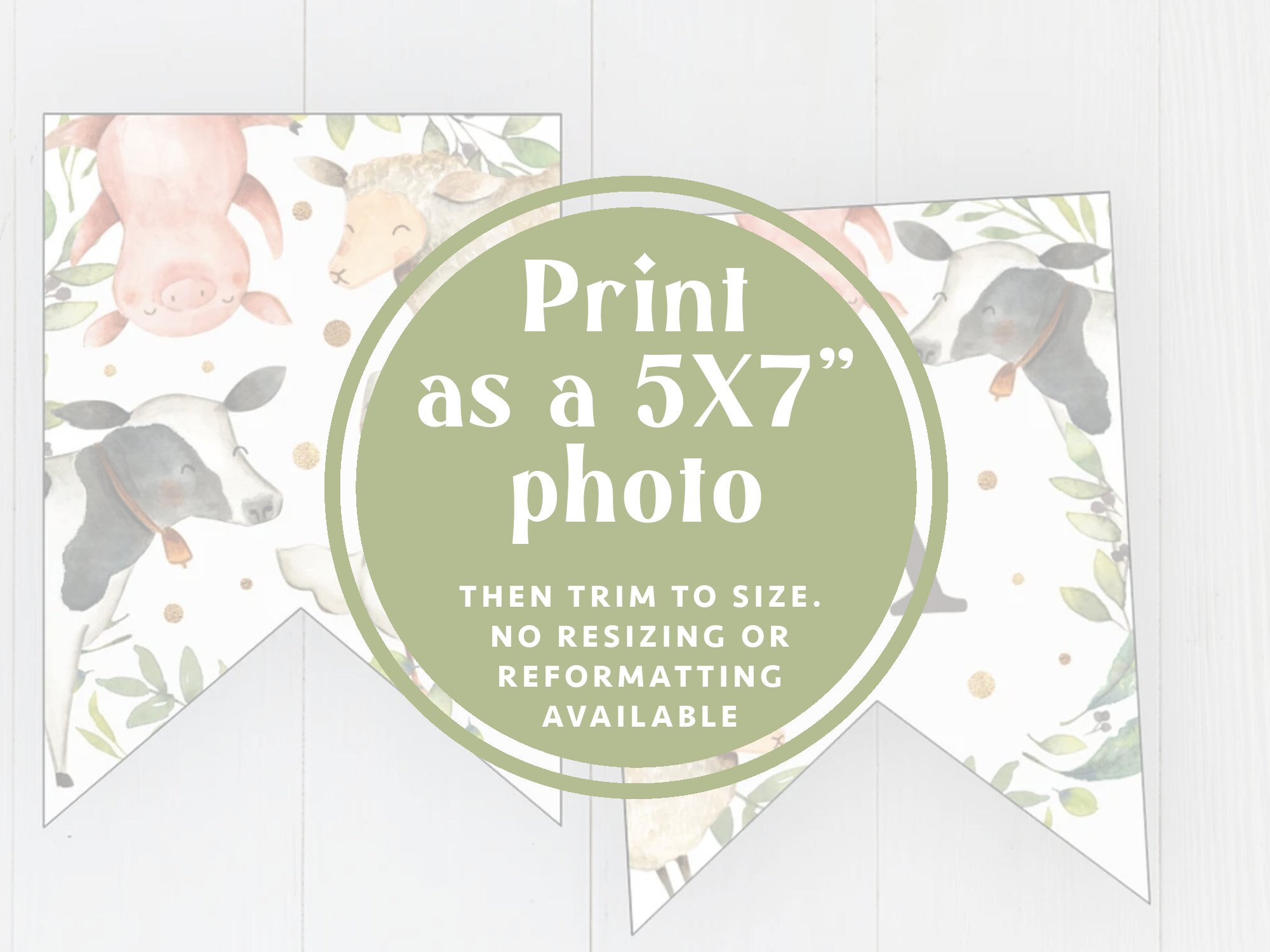 Farm Animal Bunting, INSTANT DOWNLOAD Printable Pennant Banner Farmyard ...