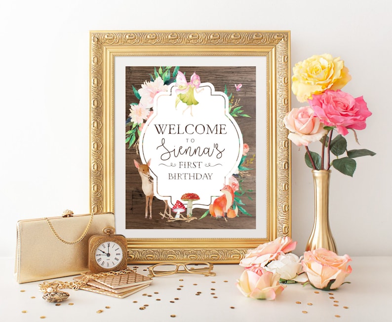 Enchanted Forest Welcome Sign, PRINTABLE, Fairy Floral Woodland Themed ...