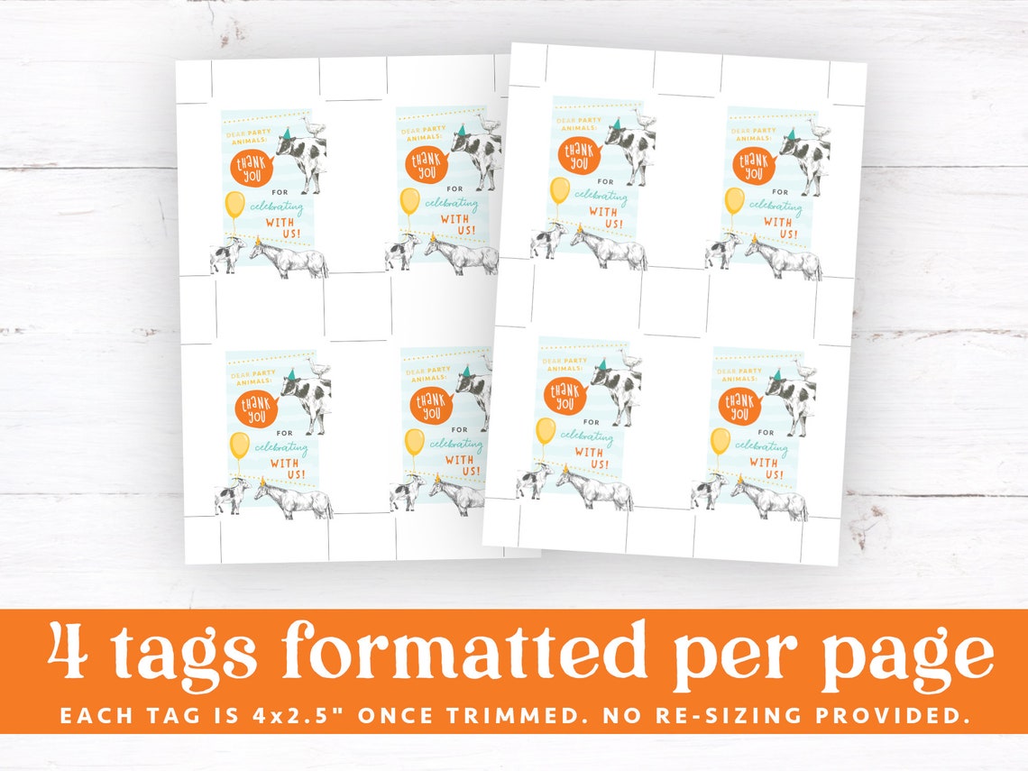 Farm Animals Favour Tag PRINTABLE Farmyard Birthday Party - Etsy