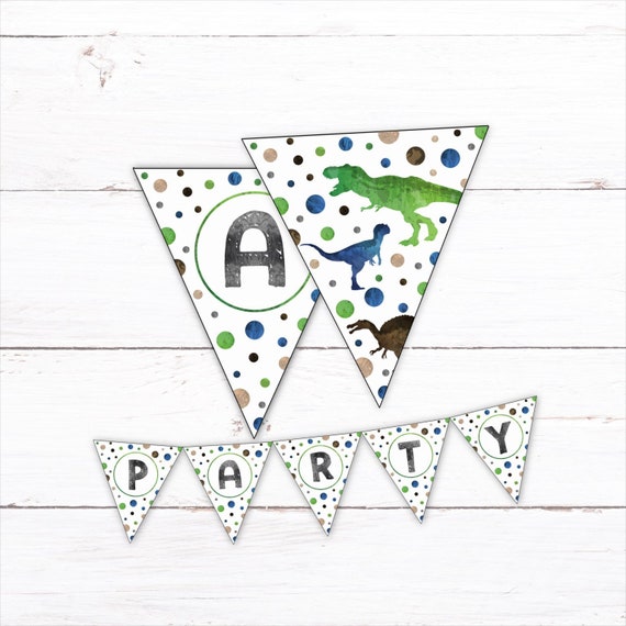 Dinosaur Theme Bunting INSTANT DOWNLOAD Printable Pennant | Etsy
