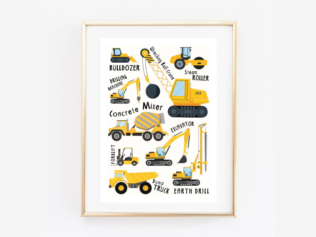 Construction Vehicles, PRINTABLE, Building Machinery Digital Download ...