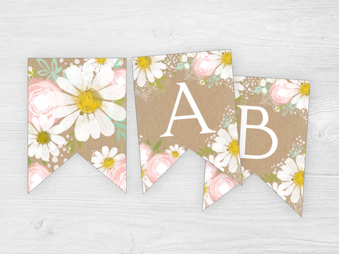 Daisy Banner, INSTANT DOWNLOAD, 5x7" Printable Bunting Files, Girl ...