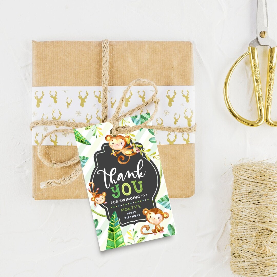 Monkey Thank You Tag, PRINTABLE, Cheeky Monkey Boy's First 1st Birthday ...
