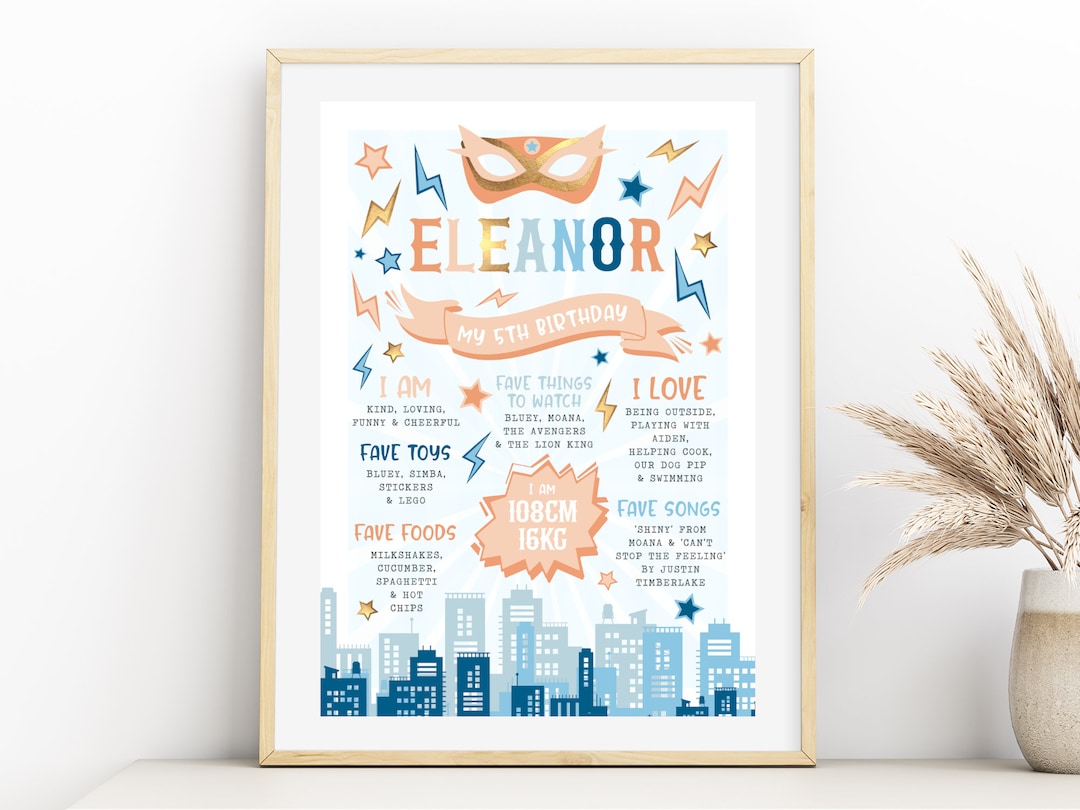 Superhero Milestone Board, PRINTABLE 2nd 3rd 5th Any Age Print Digital ...