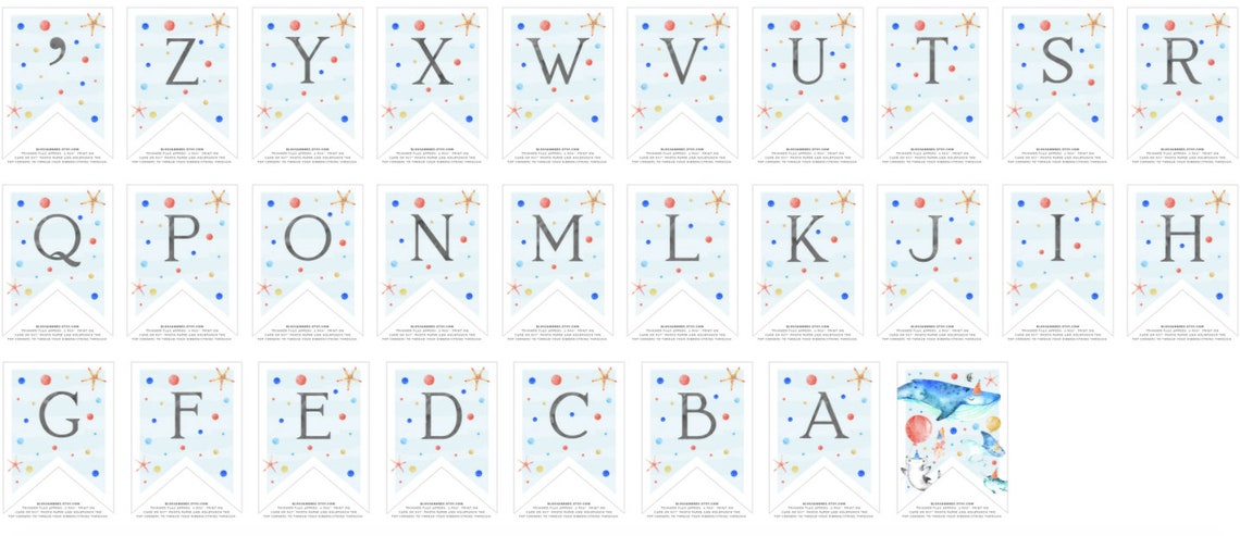 Under the Sea Bunting INSTANT DOWNLOAD Printable Pennant - Etsy