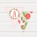 Strawberry Bunting, INSTANT DOWNLOAD, Printable Pennant Banner, Pink ...