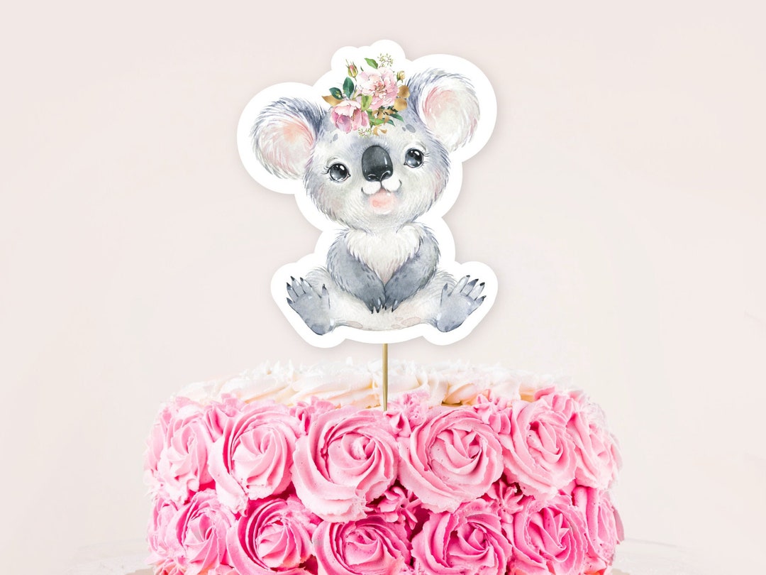 Floral Koala Cake Topper, INSTANT DIGITAL DOWNLOAD, Printable Girl's ...