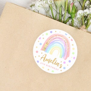 Pastel Rainbow Party Theme PRINTABLE Personalised 2" Sticker Design ...