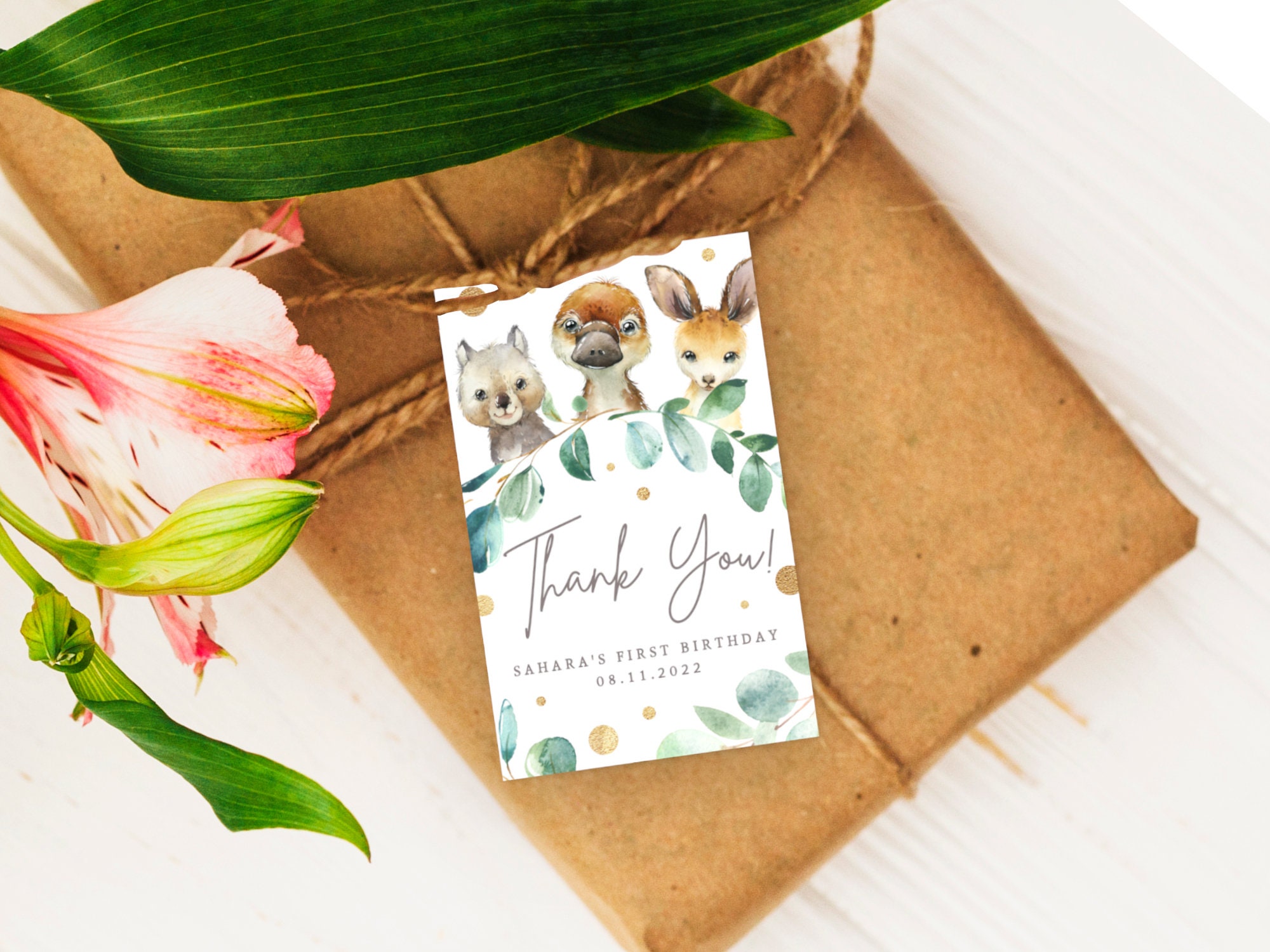 Australian Animal Thank You Tag PRINTABLE Native Kangaroo - Etsy Singapore