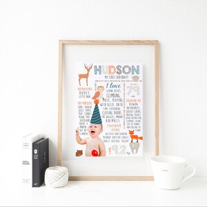 Woodland Milestone Board, PRINTABLE, 1st First Birthday Board, Photo ...