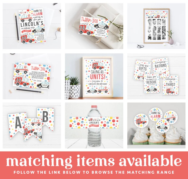 Emergency Birthday Invite PRINTABLE First Responders Theme | Etsy