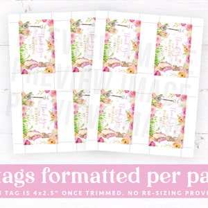 Floral Rabbit Thank You Tag, PRINTABLE, Pink Gold Bunny, Girl's 1st ...