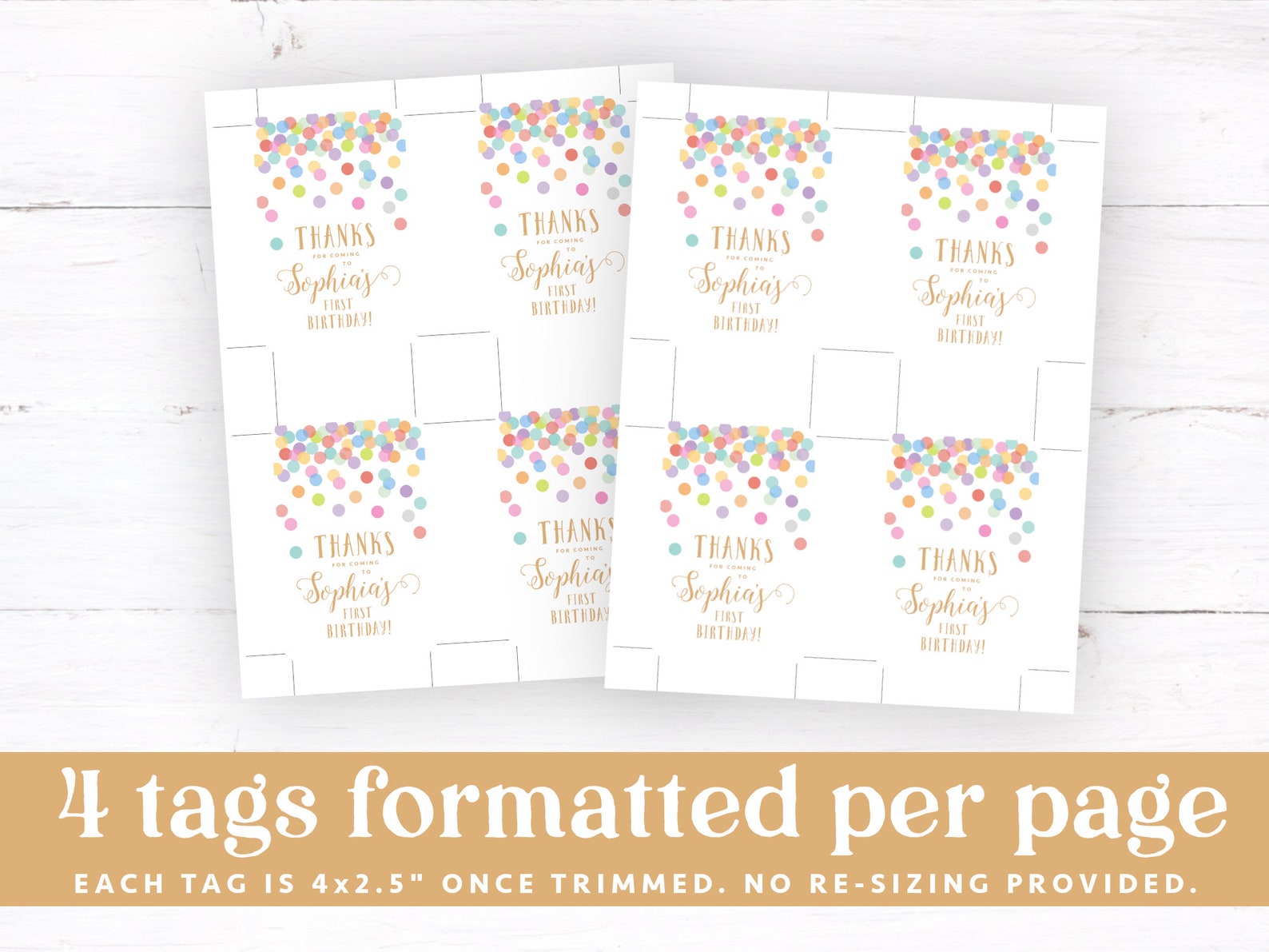 Pastel Confetti Favor Tag PRINTABLE Rainbow Confetti Theme - Etsy