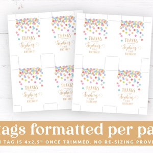 Pastel Confetti Favor Tag, PRINTABLE, Rainbow Confetti Theme 1st First ...