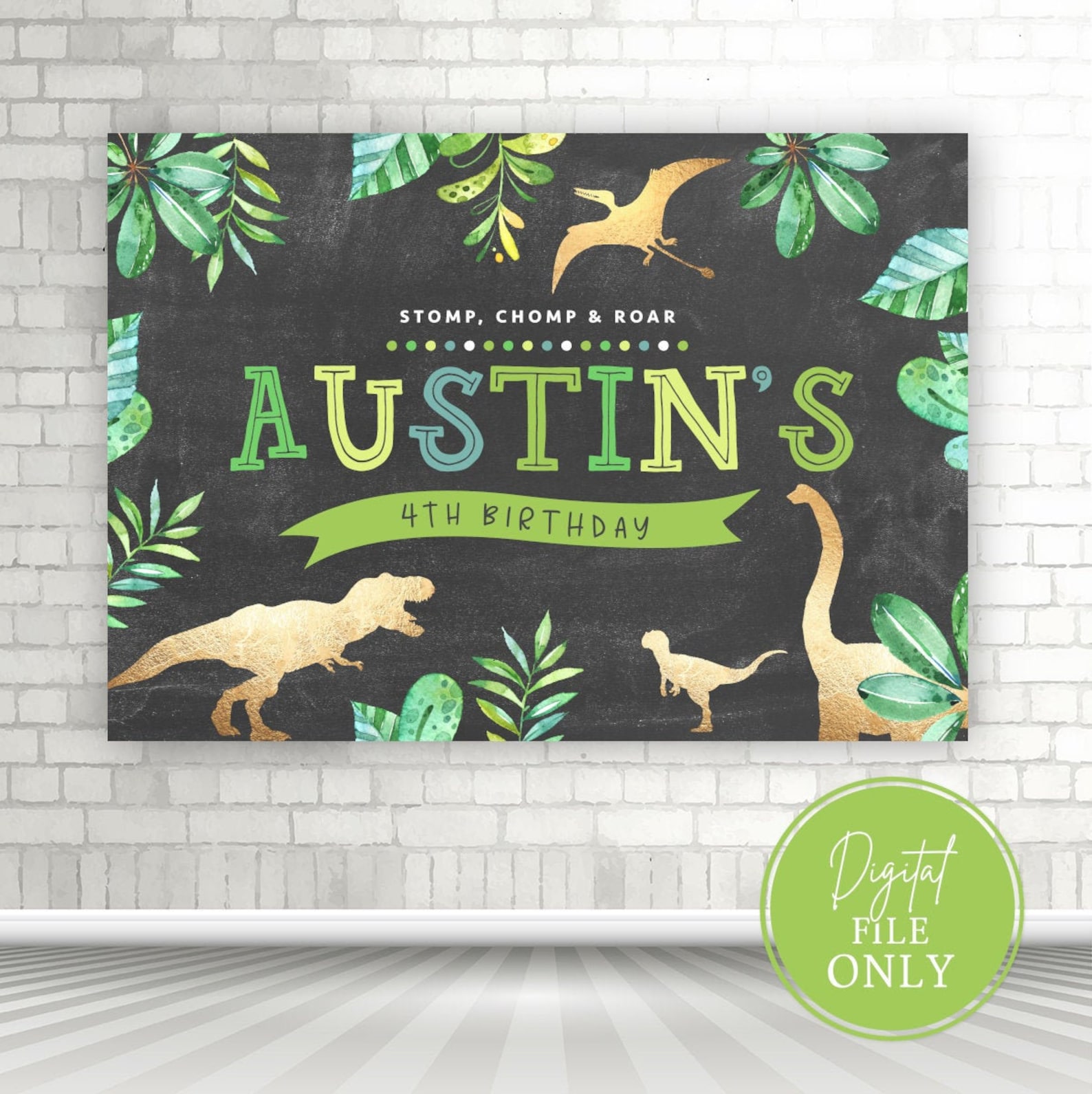 Dinosaur Party Backdrop, PRINTABLE, A0 Sized DIGITAL FILE Banner Design ...