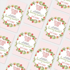 Strawberry Themed Thank You Tag, PRINTABLE, 2.5x4" Berry Sweet First ...