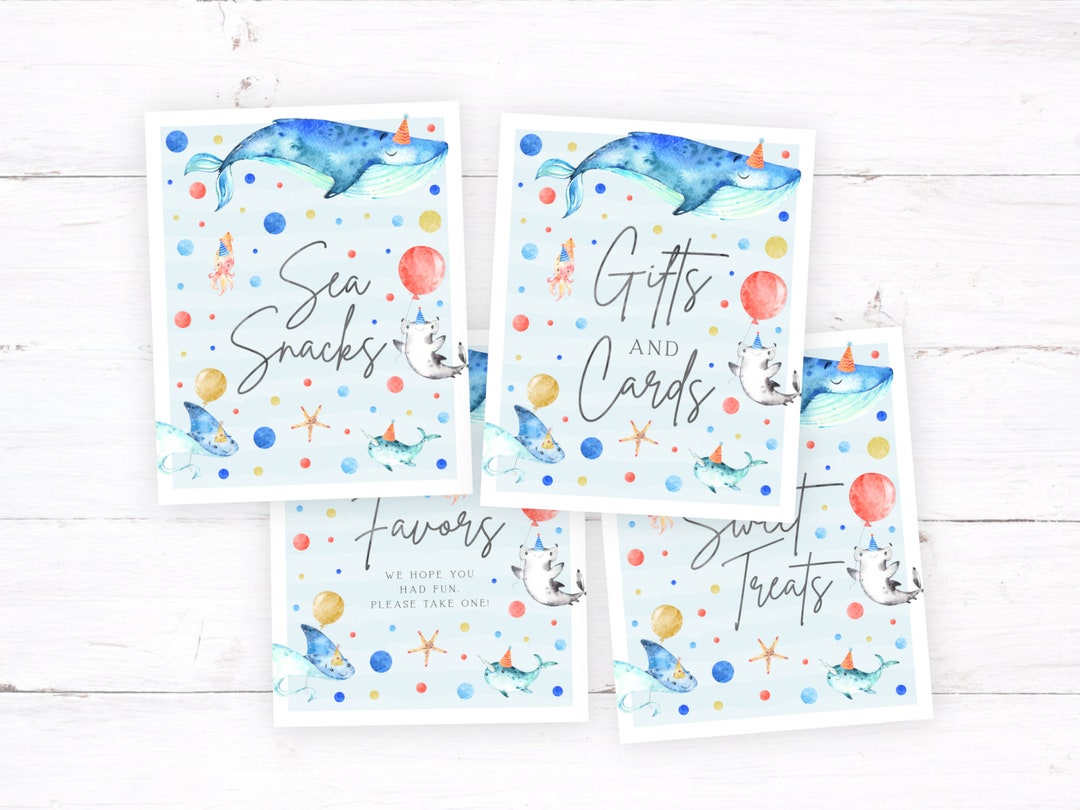 Under the Sea Party Signs, PRINTABLE, Instant Download 8x10" Birthday ...