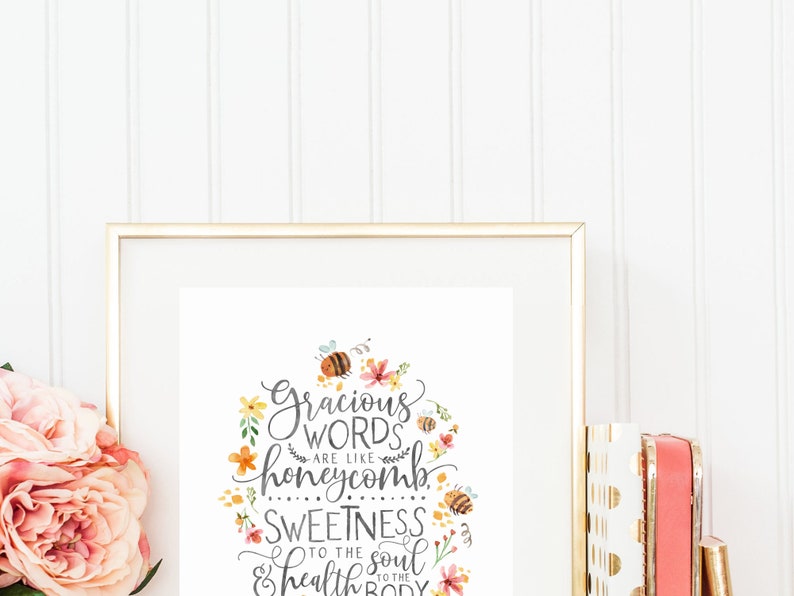 Gracious Words Are Like Honeycomb PRINTABLE Bee Themed - Etsy