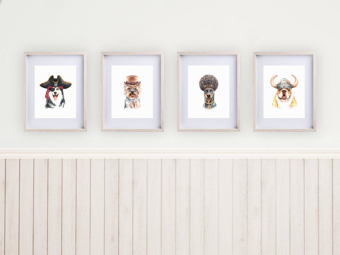 Dog Themed Bedroom Decor PRINTABLE Set of 4 Designs Funny - Etsy