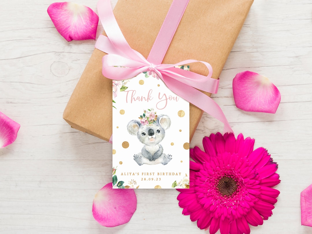 Koala Thank You Tag, PRINTABLE, Native Australian Animal Birthday Party ...