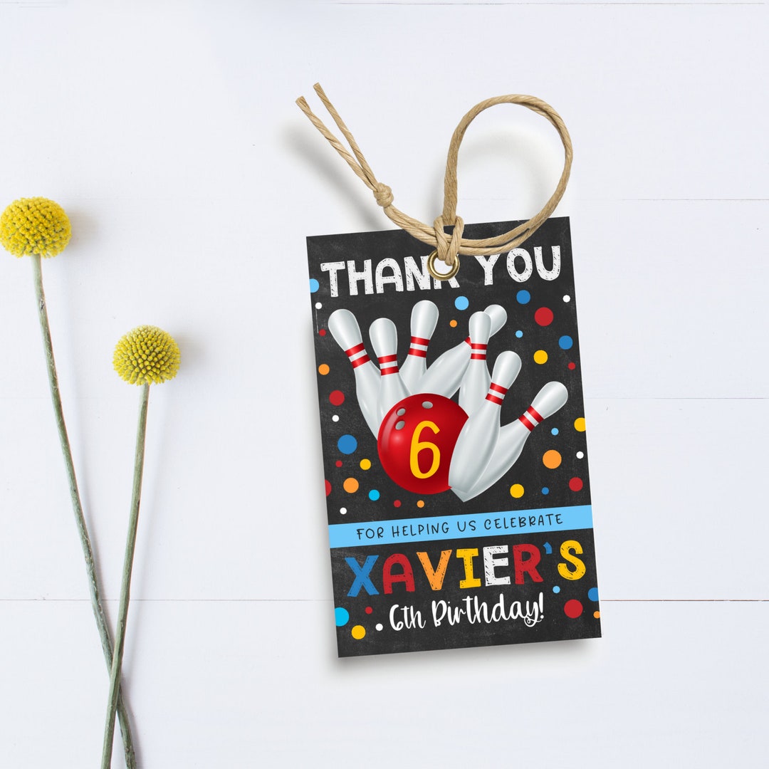 Bowling Party Thank You Tag, PRINTABLE, Boy's Tenpin Birthday ...