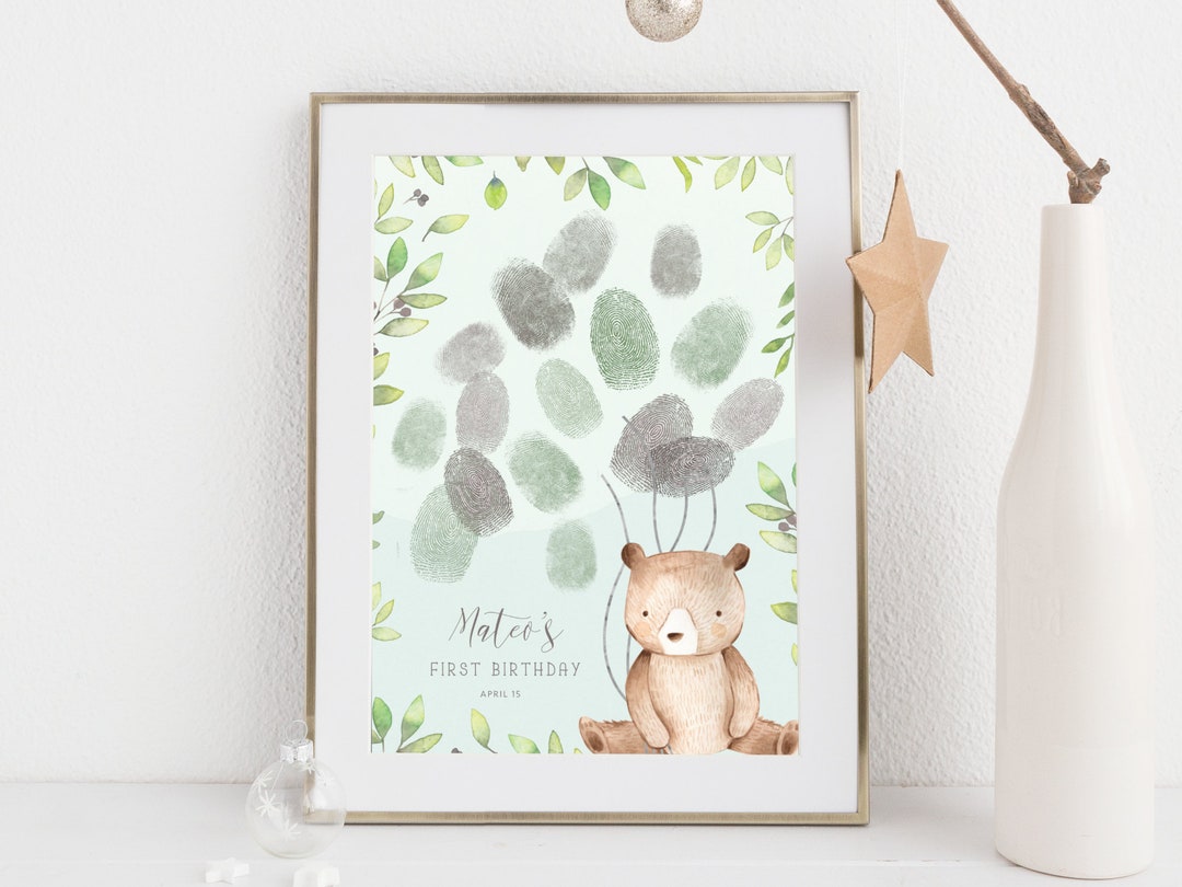 Teddy Bear Fingerprint Tree, PRINTABLE, Personalised Balloon ...