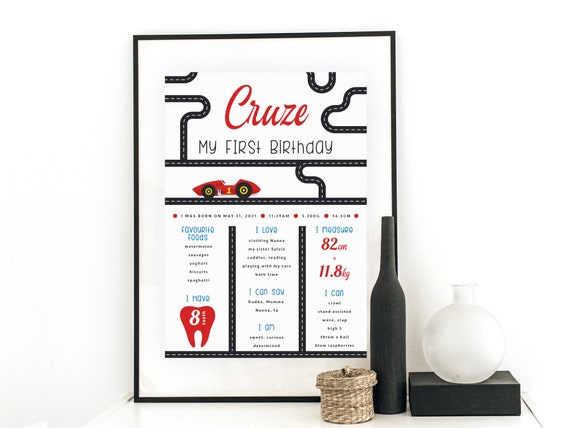 Race Car Milestone Board PRINTABLE First Birthday Print - Etsy