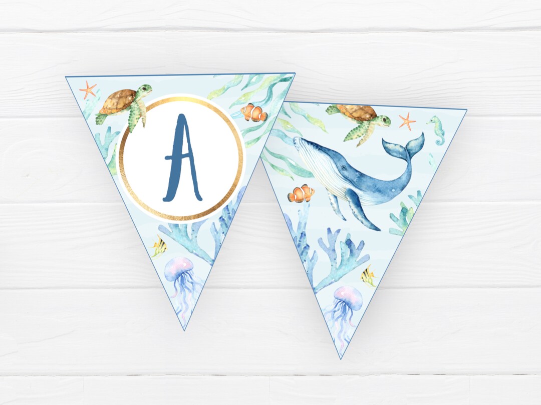 Under the Sea Party Bunting, INSTANT DOWNLOAD, Ocean Animal Printable ...