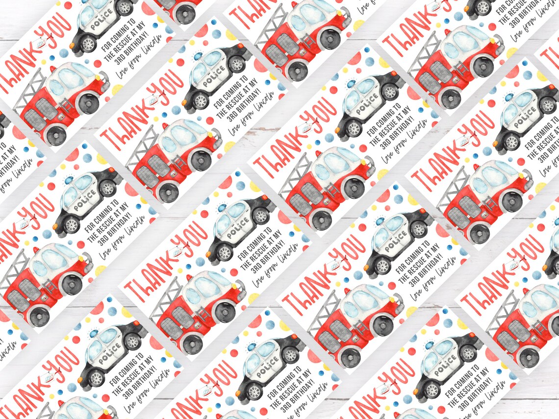 Emergency Vehicle Favor Tag PRINTABLE Ambulance Police - Etsy