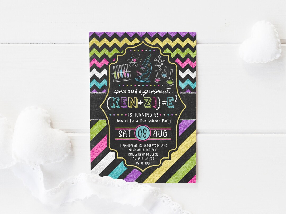 Science Lab Party Invite, PRINTABLE, Mad Science Laboratory Theme, Girl ...