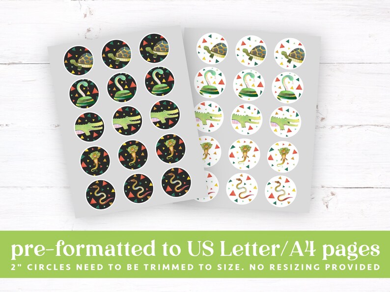 Reptile Cupcake Toppers PRINTABLE Digital Zoo Snake - Etsy