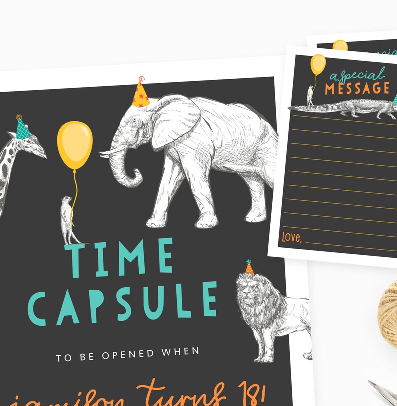 Safari Time Capsule PRINTABLE Matching Message Cards Jungle - Etsy