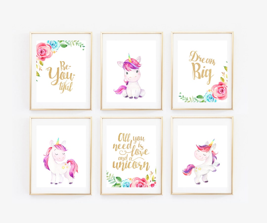 Unicorn Nursery Art, PRINTABLE, Be You-tiful, Dream Big, All You Need ...