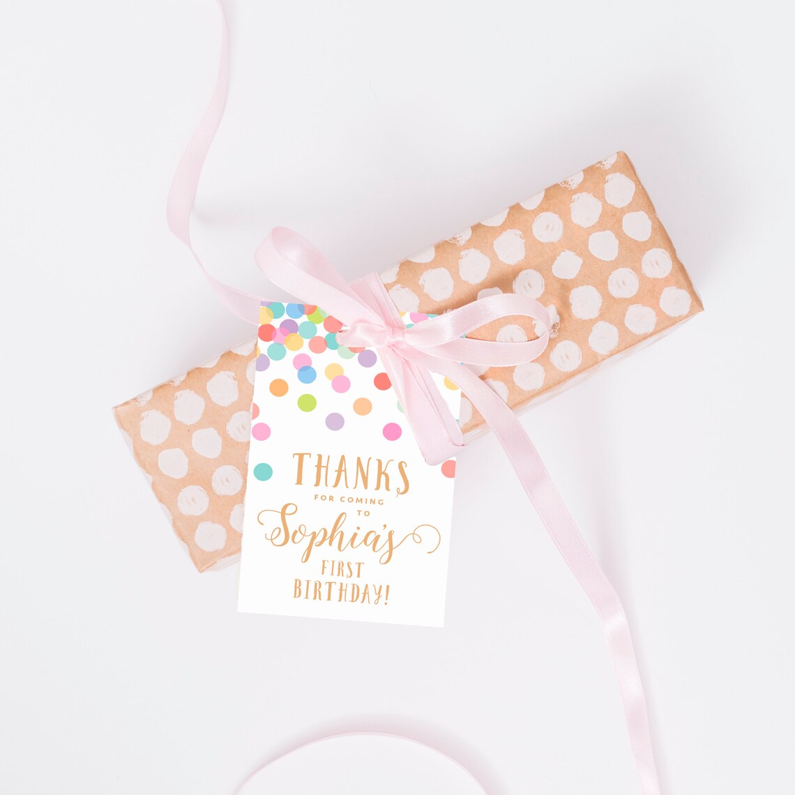 Pastel Confetti Favor Tag, PRINTABLE, Rainbow Confetti Theme 1st First ...