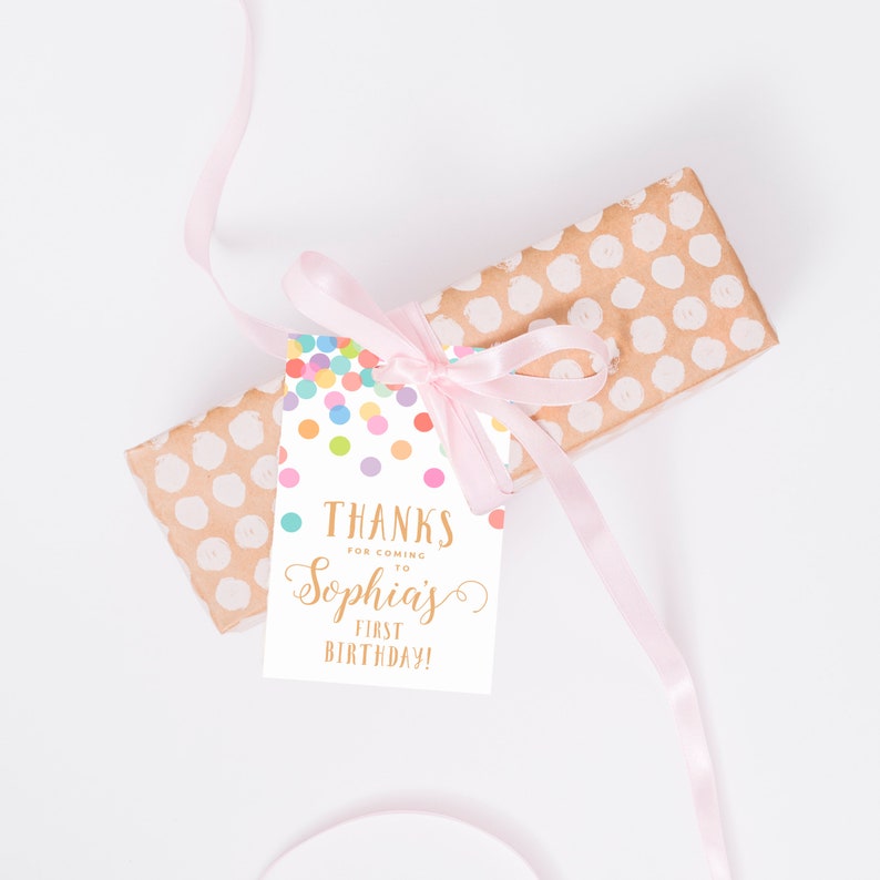 Pastel Confetti Favor Tag PRINTABLE Rainbow Confetti Theme - Etsy