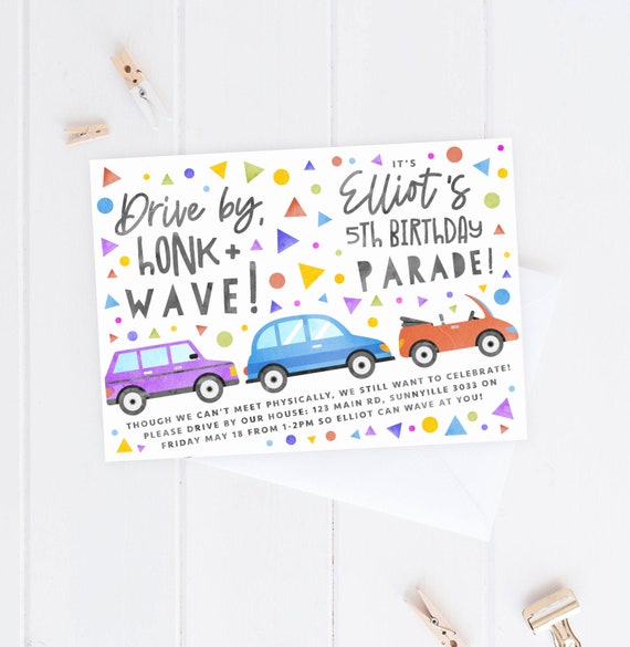Drive by Wave Parade Invitation PRINTABLE Gender Neutral | Etsy