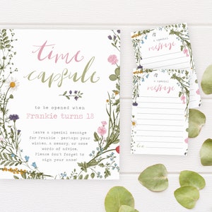 Wildflower Time Capsule, PRINTABLE, Matching Message Cards, Girl's ...