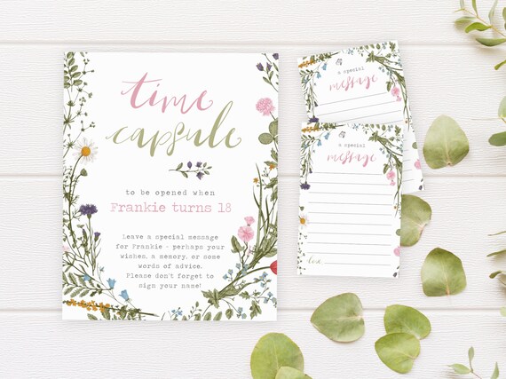 Wildflower Time Capsule PRINTABLE Matching Message Cards | Etsy