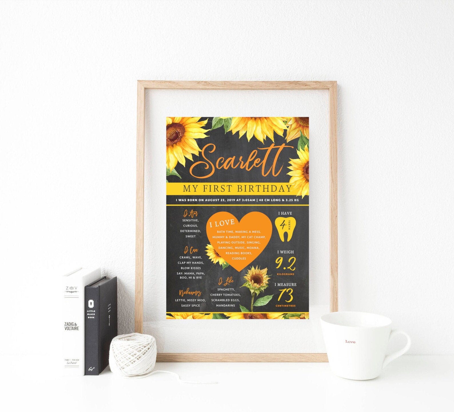 Sunflower Themed Milestone Board PRINTABLE First 1st | Etsy