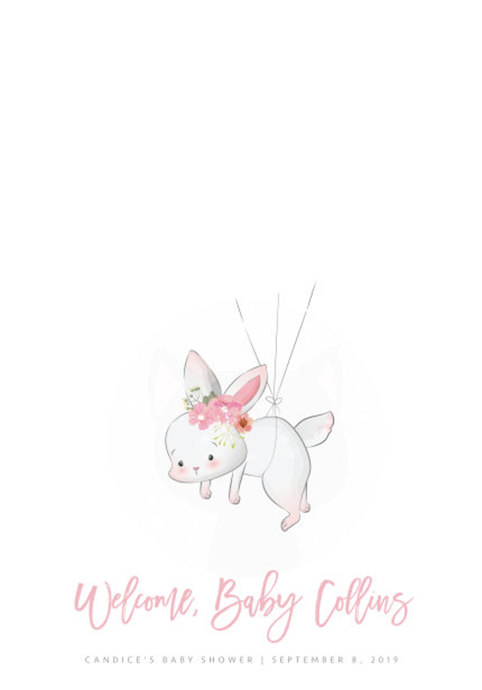 Bunny Rabbit Fingerprint Tree PRINTABLE Personalised Balloon - Etsy