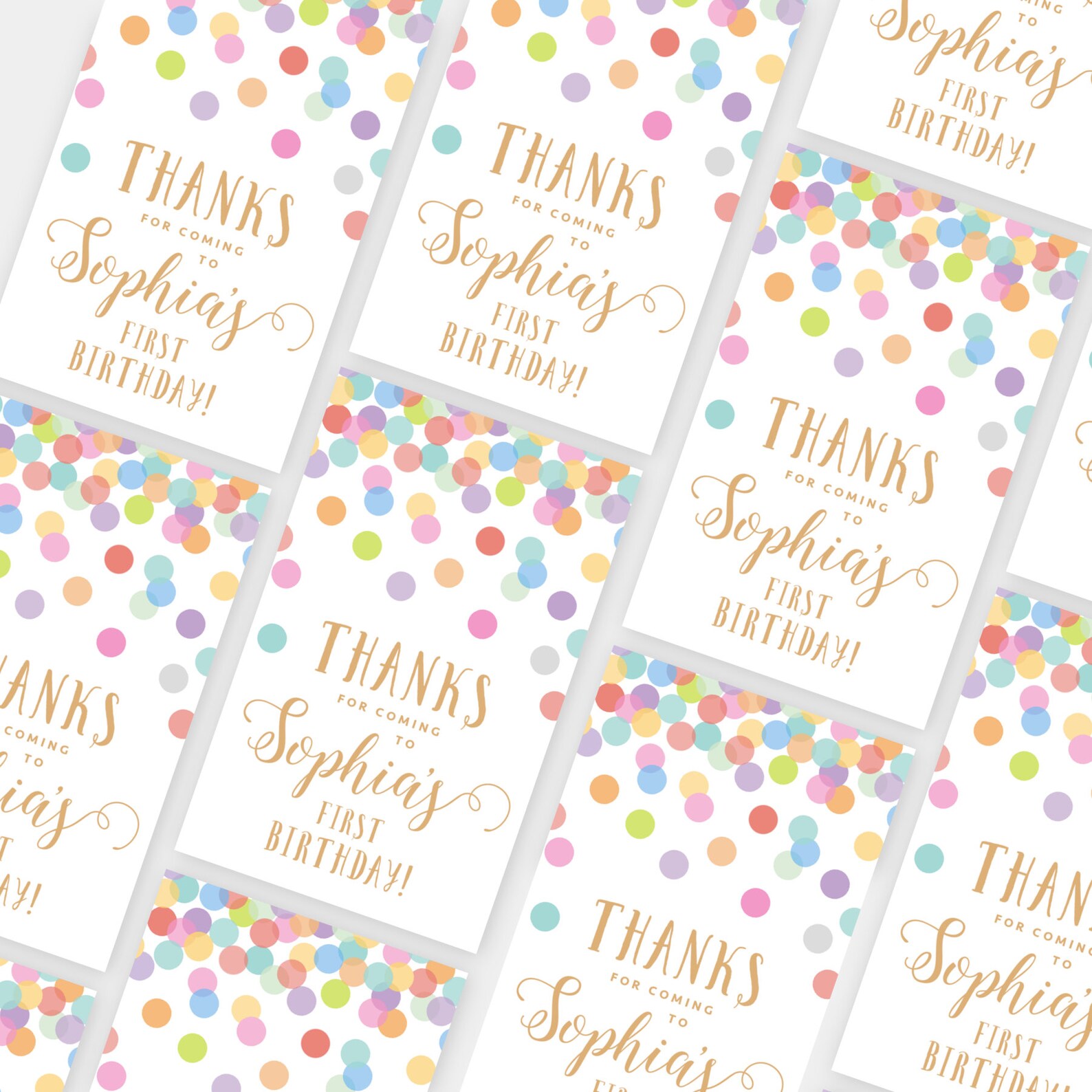 Pastel Confetti Favor Tag PRINTABLE Rainbow Confetti Theme - Etsy