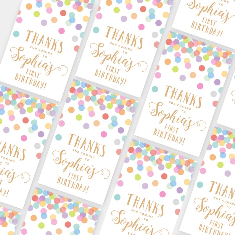 Pastel Confetti Favor Tag PRINTABLE Rainbow Confetti Theme - Etsy
