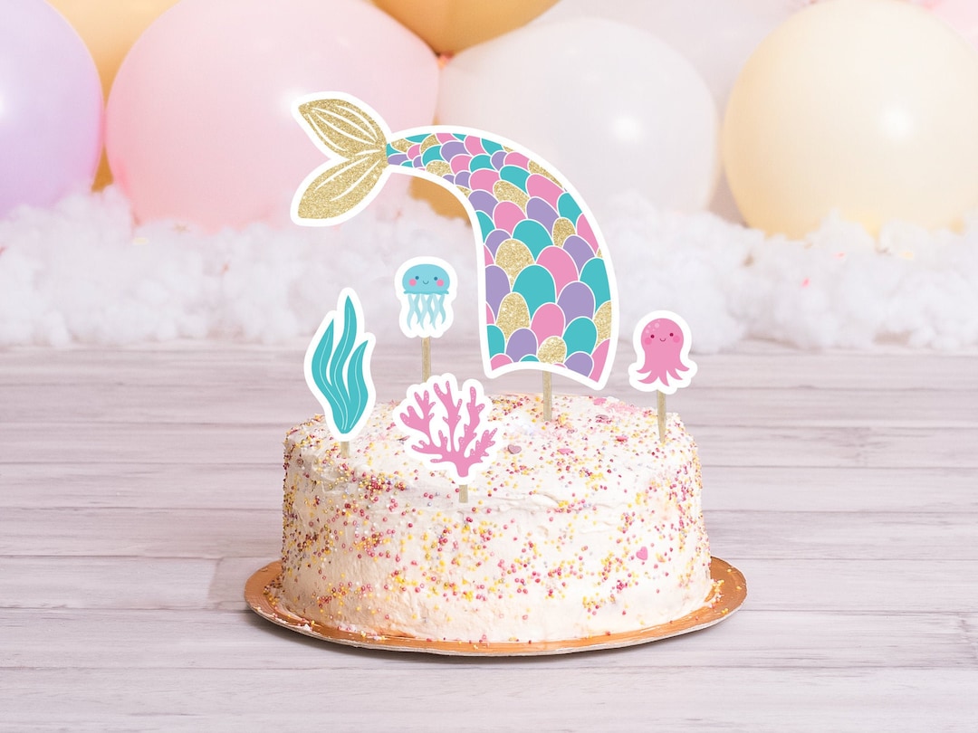 Mermaid Cake Toppers, INSTANT DIGITAL DOWNLOAD, Printable Under the Sea ...