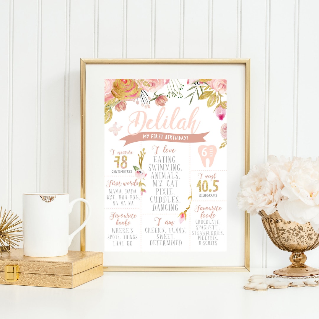 Personalized Birthday Board PRINTABLE Boho First 1st Birthday Print ...