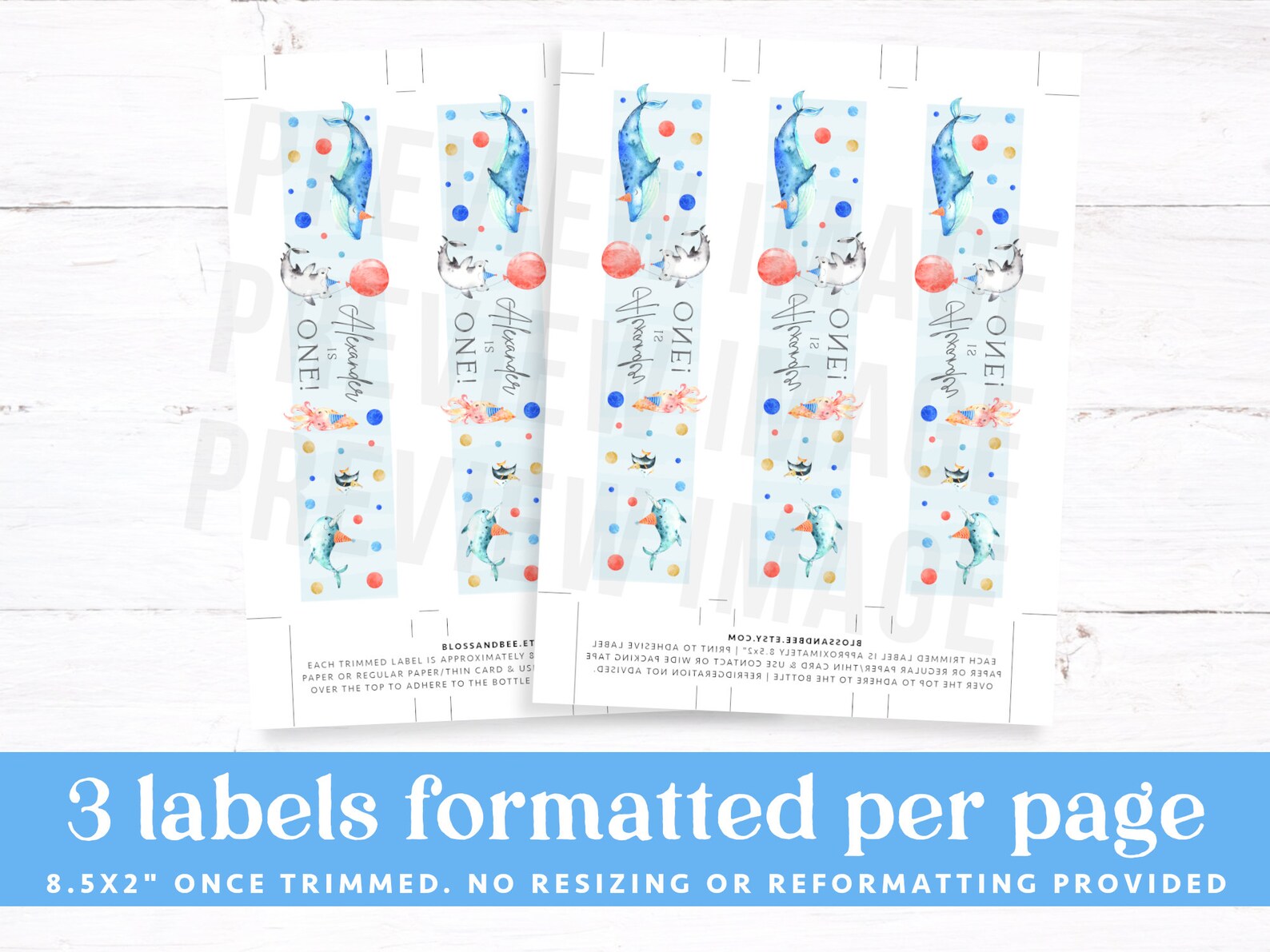 Under The Sea Water Bottle Label PRINTABLE Ocean Animals | Etsy