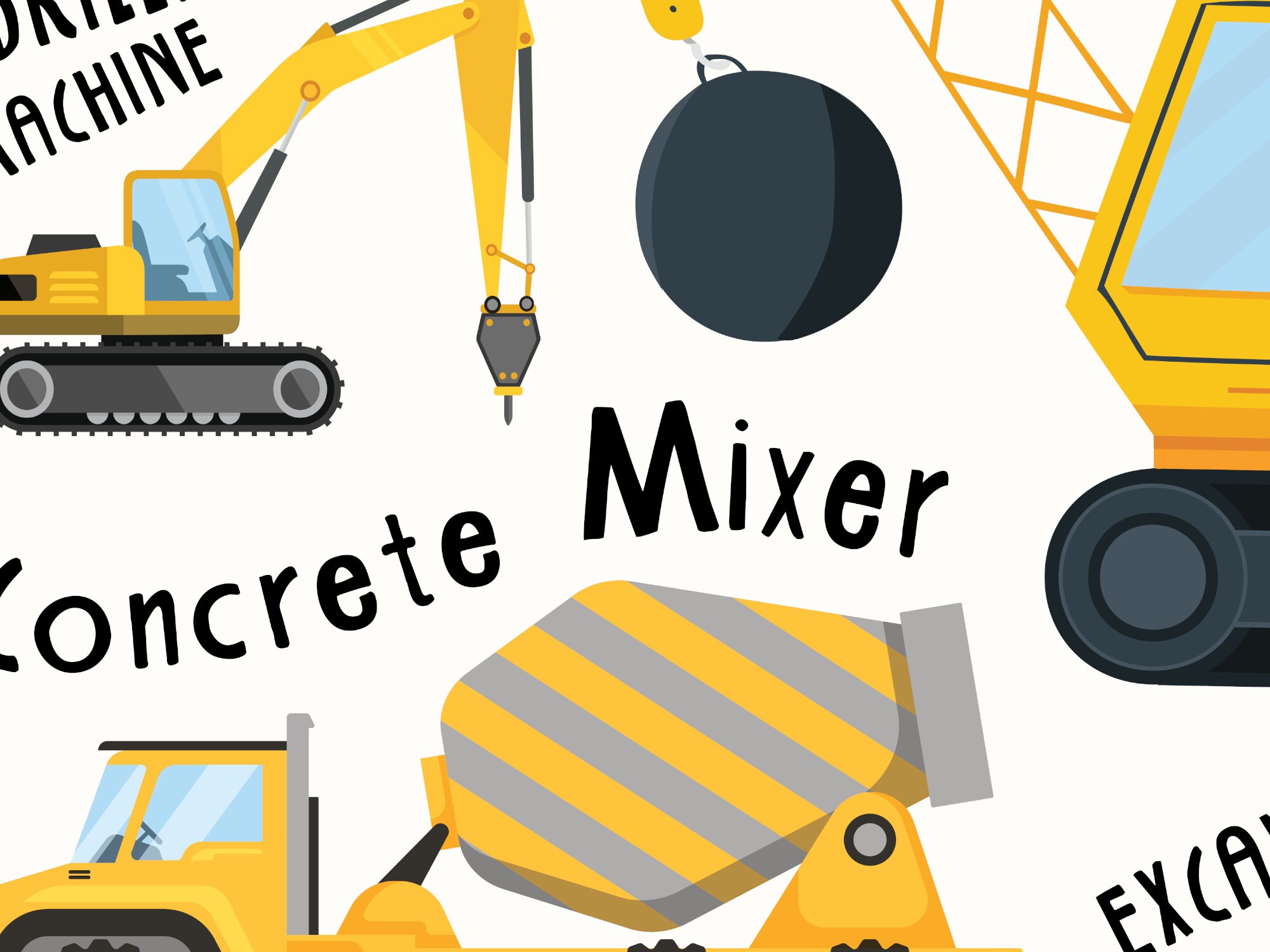 Construction Vehicles PRINTABLE Building Machinery Digital | Etsy UK