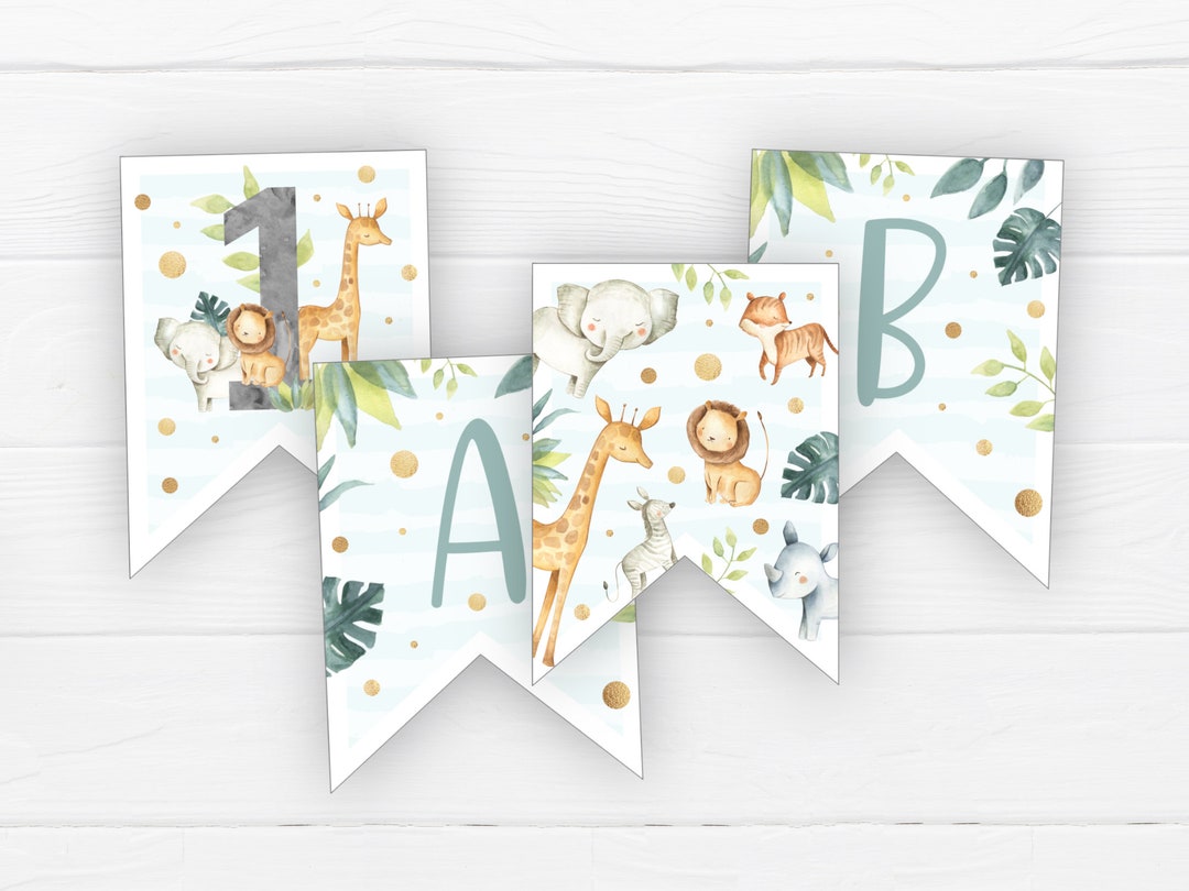 Jungle Bunting, INSTANT DOWNLOAD Printable Pennant Banner Safari ...